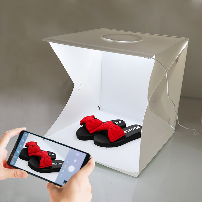 Compact 20cm White Mini Photo Studio Box with 20 LED Lights+ 2 Backdro ...